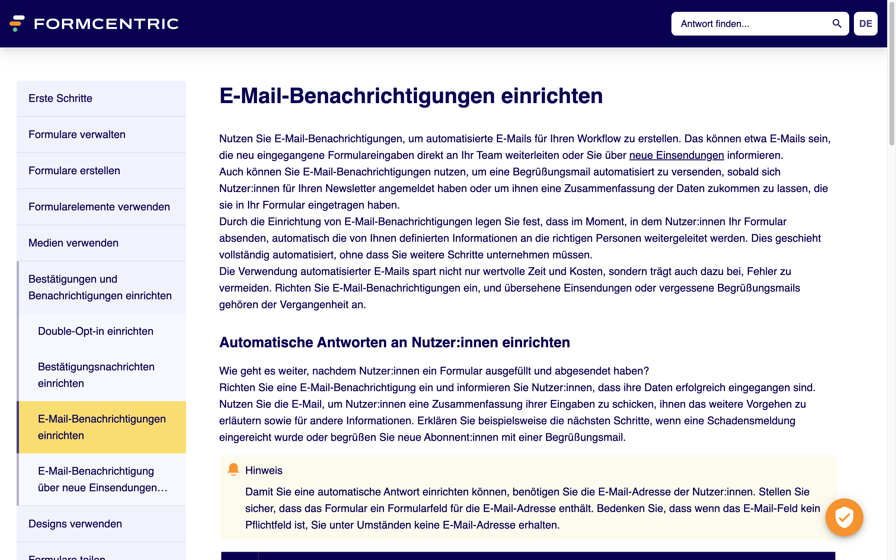 E-Mail-Benachrichtigungen l Formcentric