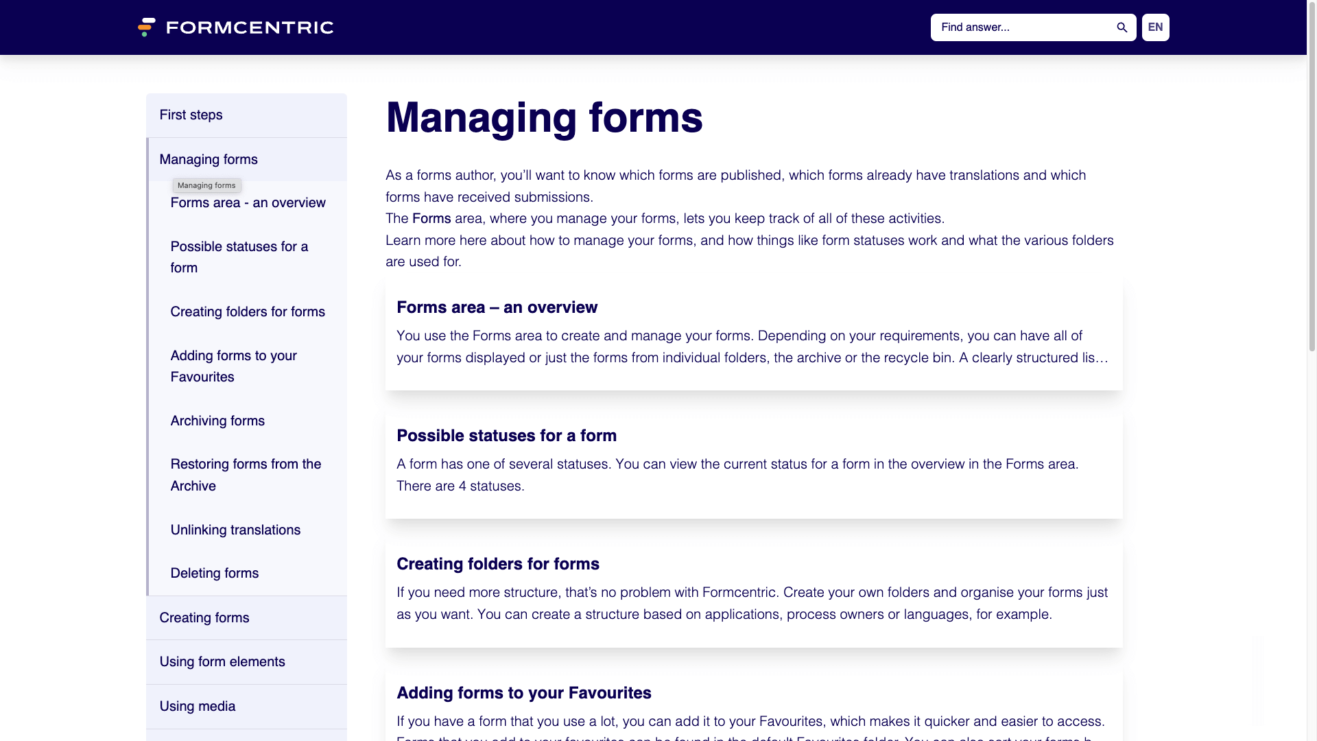 Managing forms l Formcentric