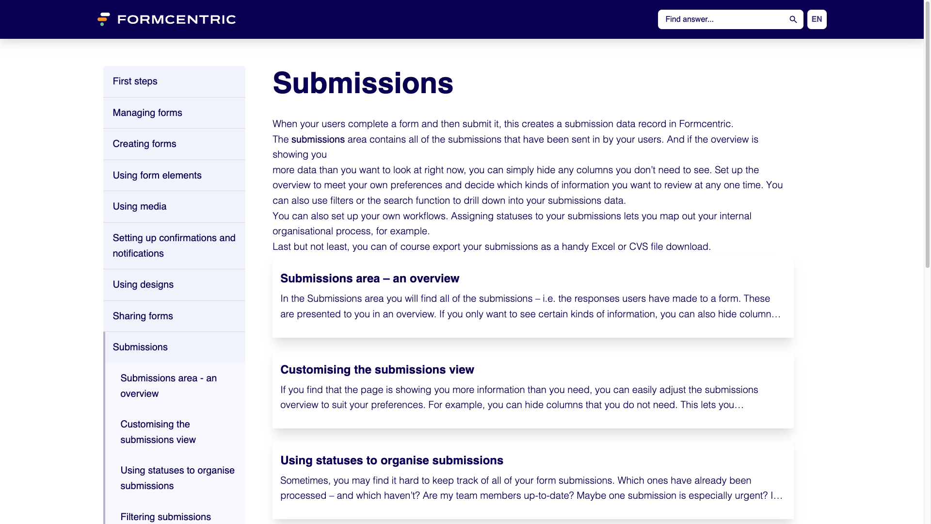 Submissions l Formcentric